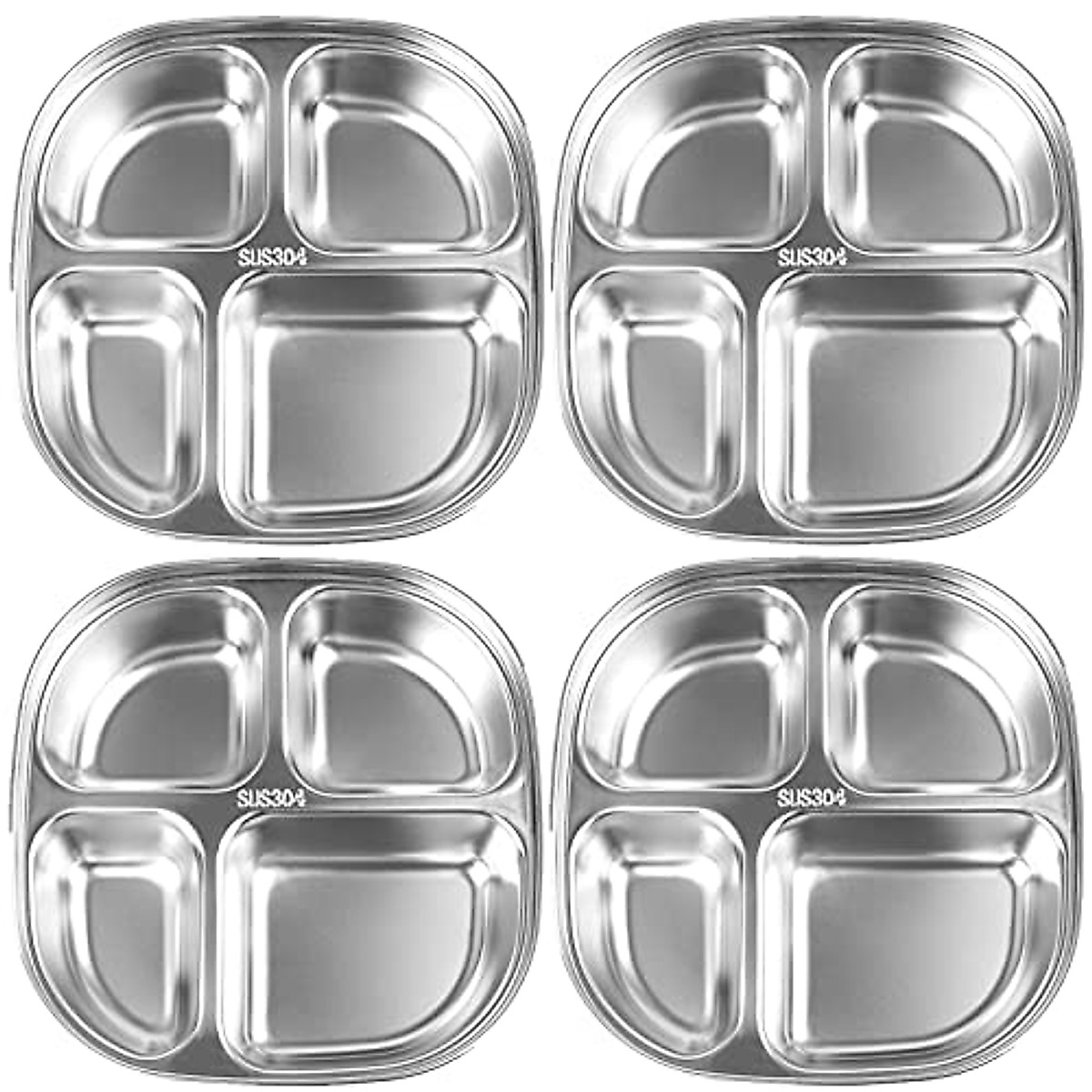 DEAYOU 4 Pack 18/10 Stainless Steel Divided Plates, Small Platter ...
