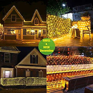 gresonic Net Mesh Lights,320 LEDs 8.2ft x 5.9ft Waterproof String Lights for Christmas Trees,Bushes,Holiday,Party,Outdoor Garden,Wedding Decorations(Warm White)