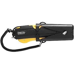 Easycut Box Cutter, extra tape cutter at back, dual side edge guide, 3 blade depth setting, 2 blades and holster - 2000N Yellow Color Knife Easy Cut