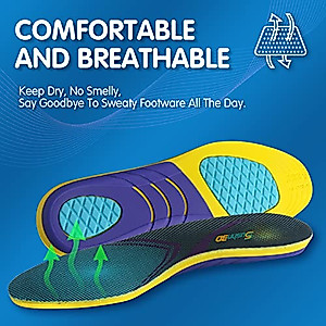 Heavy Duty Arch Support Insoles - 210+ lbs Plantar Fasciitis Insoles for Men Women, Shock Absorption Running Athletic Gel Insoles Orthotic Inserts for High Arch Relieve Foot Pain