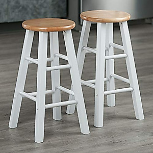 Winsome Element Counter Stools, Natural & White, 24", Walnut, 2 Piece Set