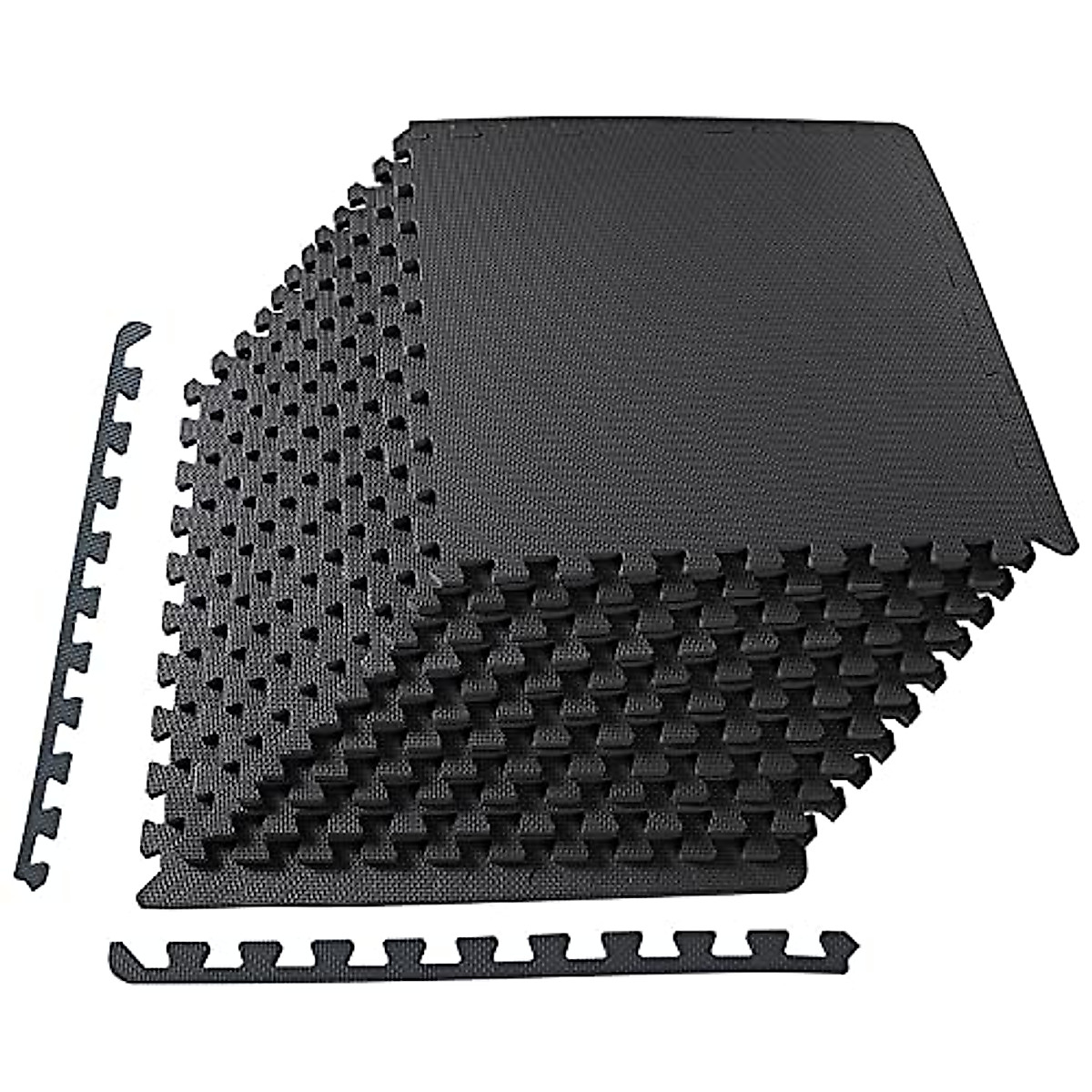 Signature Fitness Puzzle Exercise Mat with EVA Foam Interlocking Tiles for MMA, Exercise, Gymnastics and Home Gym Protective Flooring, 1/2" Thick, 48 Square Feet, Black