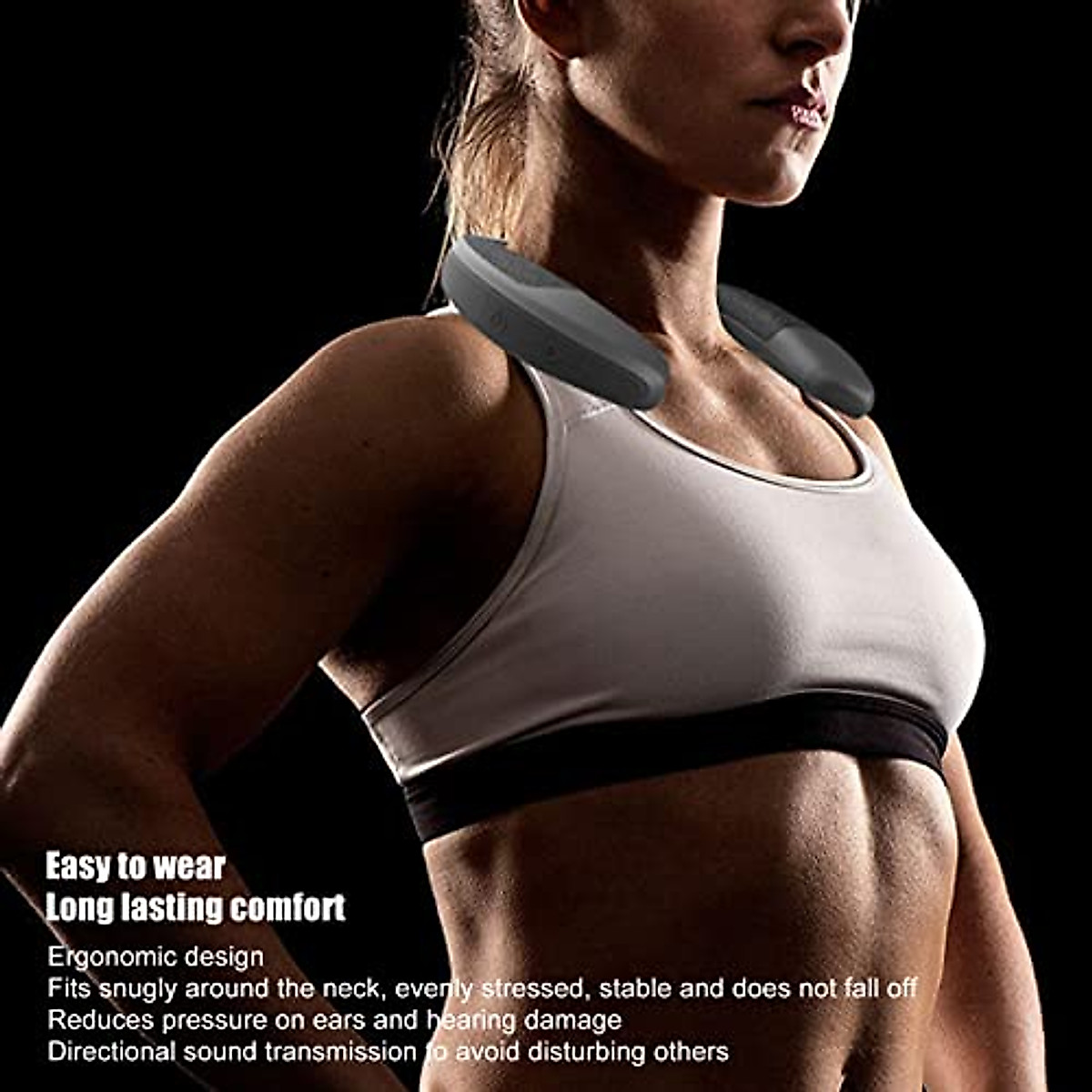 Neckband Speaker, Clear Calls Comfortable Fit Noise Canceling Microphone Neckband Wireless Speaker Hands Free Multifunction for Sports for Outdoor