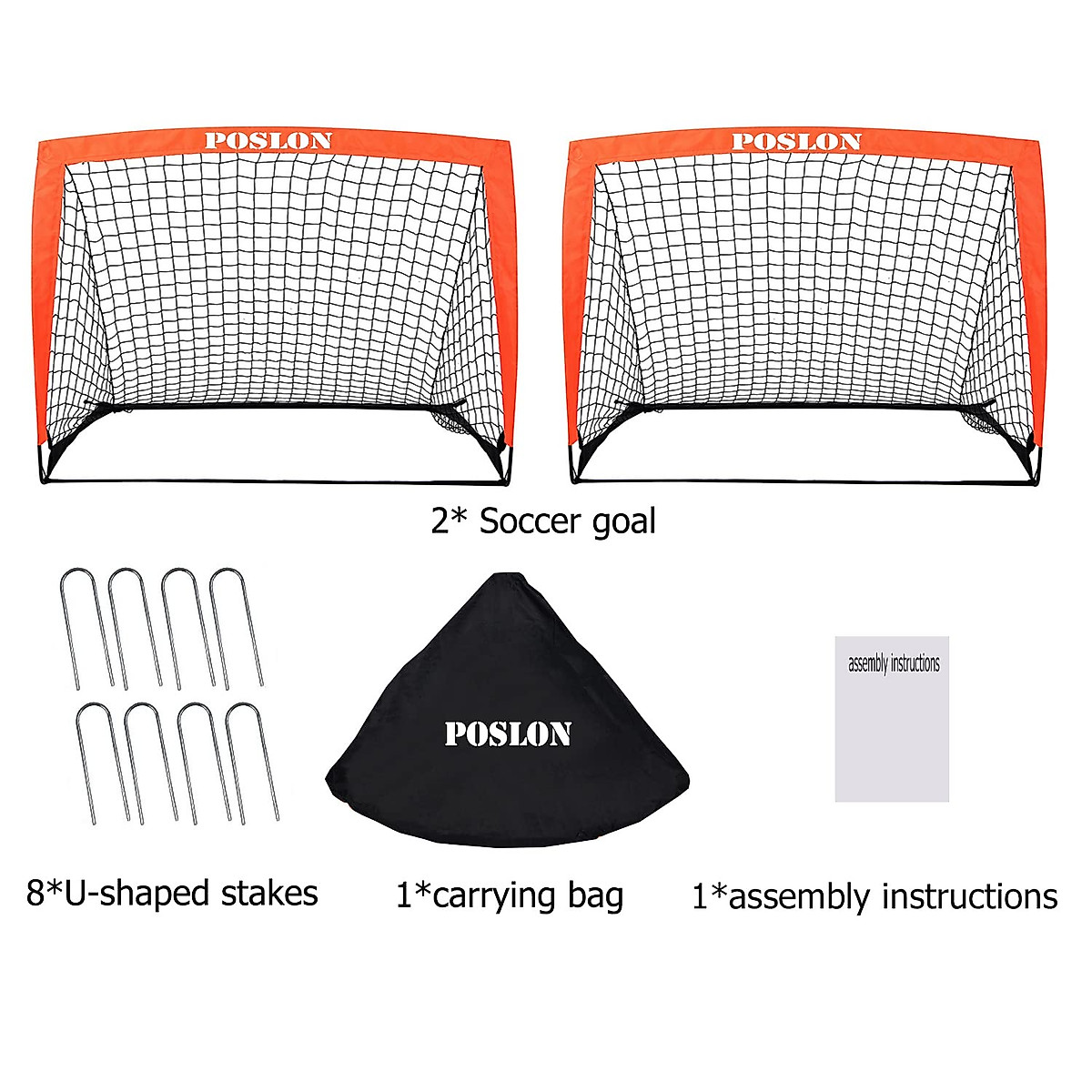 Poslon Soccer Goal Kids Soccer Net Set Carry Bag for Games and Training for Backyard for Kids and Teens