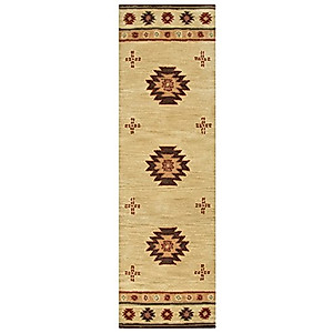 Rizzy Home Collection Wool Area Rug, 3' x 5', Khaki/Brown/Burgundy/Sage Southwest/Tribal