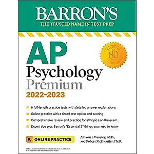 AP Psychology Premium, 2022-2023: Comprehensive Review with 6 Practice Tests + an Online Timed Test Option (Barron's AP Prep)