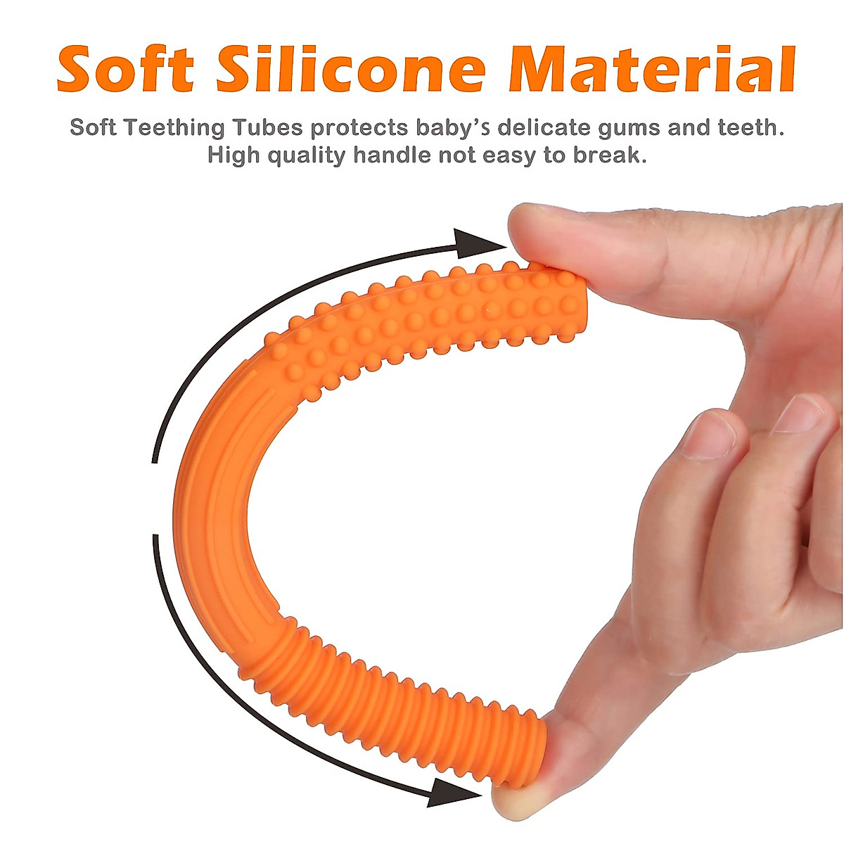 MAXPRO, 3 Pack Sensory Teething Tubes Soft Silicone Teether Toy for Babies with Autism,Biting,Chewing,Oral Motor Needs,Chew Stick for Infant Toddlers Kids, Blue,Green,Red, 6.9 inch*6.5 inch*6.5 Inch