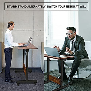 KOUPA Height Adjustable Mobile Standing Desk 16×24 in,360° Flip Desk Stand Desk Home Office Table Standing Desk for Small Space Offices,Easy to Assemble(Adjustable Height: 32in-47in)