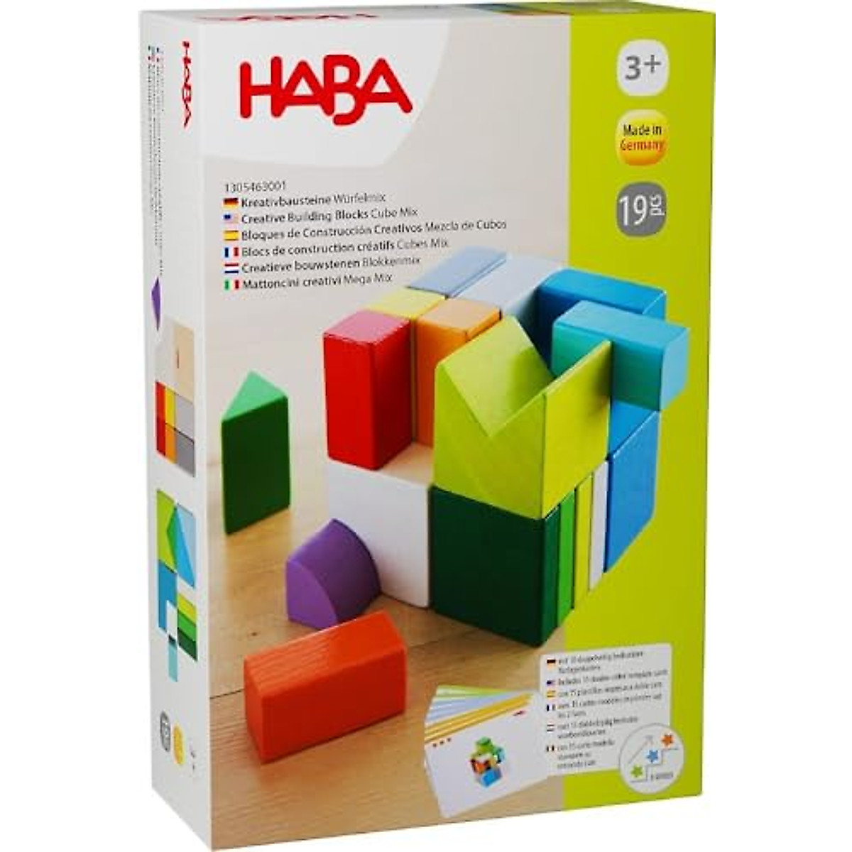 HABA Chromatix Wooden Blocks - 19 Piece Building Block Set - for Children Ages 3+