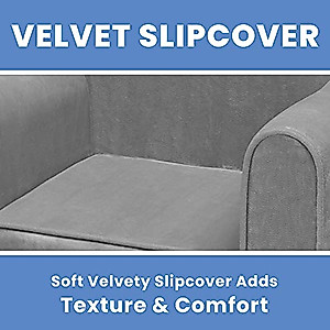 Delta Children Cozee Chair for Kids for Ages 18 Months and Up, Grey Mink Velvet