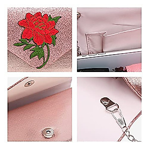 Dasein Women Floral Evening Bags Clutch Purses Handbags for Wedding Party Prom Formal Dressy Purses(floral blue)