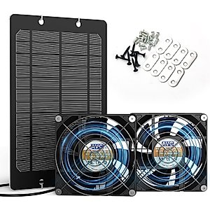 Ankway Chicken Coop Solar Fans Solar Powered Fan 2500 RPM Solar Fan for Greenhouse Cooling Fan for Shed IP65 Waterproof RV Solar Ventilation Fan for Chicken Coop, Shed, Dog House, RV (8W-Solar Panel)