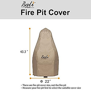 BALI OUTDOORS 22 Inch Fire Pit Chiminea Cover Column, Heavy Duty, Waterproof and Weather Resistant Oxford Fabric Cover, Brown