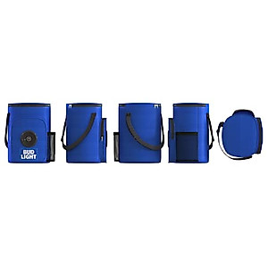 Bud Light Soft Cooler Bag with Built-in Rechargeable Wireless Bluetooth Speakers Foldable Small and Portable Durable and Material Compatible for Smartphones, Tablets & MP3 Players