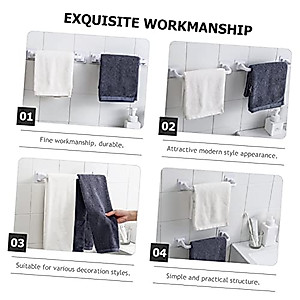 Garneck 3sets Nail- Towel Rail Towel Holder Mount Towel Hooks Hand Towel Rod Square Towel Bathroom Decorations Towel Holder Rod Towel Rod Rack Kitchen Towel Holder Towel Bar White Pp 2pcs*3