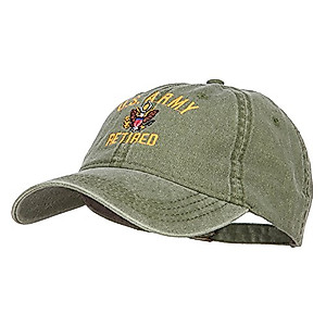e4Hats.com US Army Retired Military Embroidered Washed Cap - Olive OSFM