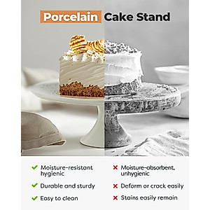 Kootek White Cake Stand, 10 x 10 Inches Porcelain Cake Plate Cake Pedestal Stand Display Dessert Stand for Party, Wedding, Birthday, Baby Shower