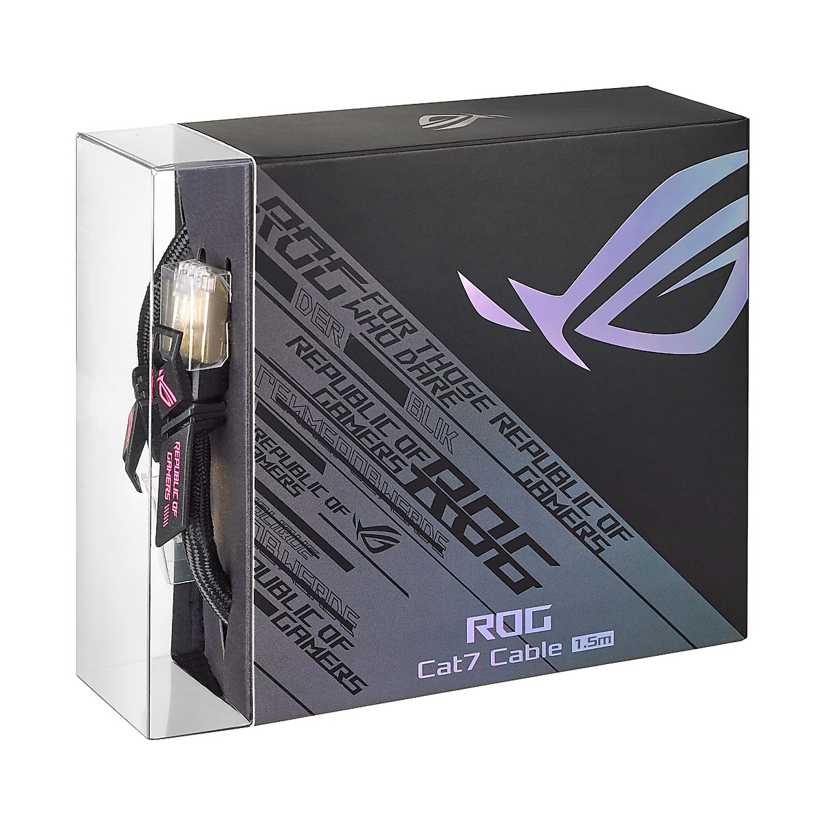 ASUS ROG Cat7 Ethernet Cable – 5 ft Shielded Gaming LAN network cable high speed network up to 600MHz & 10GB Transfer Rates, Nylon Braided, Gold Plated