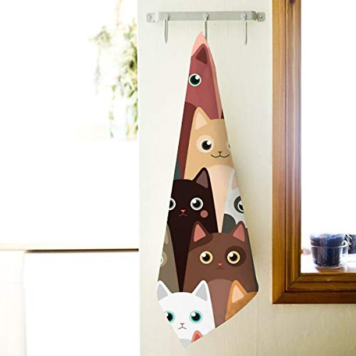 antoipyns Cute Cats Highly Absorbent Large Decorative Hand Towels Multipurpose for Bathroom, Hotel, Gym and Spa (16 X 30 Inches)