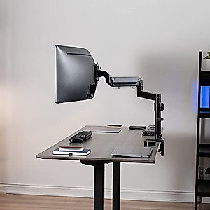 VIVO Premium Aluminum Extended Monitor Arm for Ultrawide Monitors up to 49 inches and 33 lbs, Single Desk Mount Stand, Pneumatic Height Adjusting, Max VESA 100x100, Black, STAND-V101GT