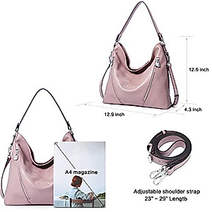 BOSTANTEN Women Leather Handbag Designer Ladies Hobo Purses Shoulder Bags Pink