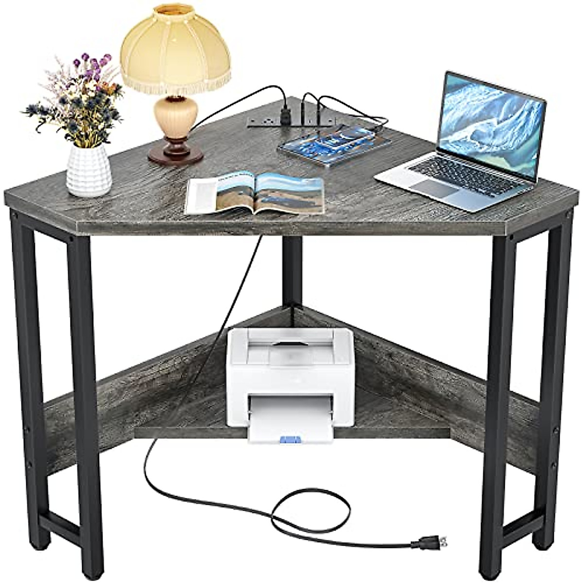 armocity Corner Desk with Outlets | Compact Space-Saving Design