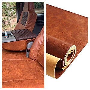 Premium Faux Leather Upholstery Fabric 1.2mm Thickness，Waterproof Upholstery Leather Distressed Bark Fabric(Light Brown,Pre-Cut 36"x54")