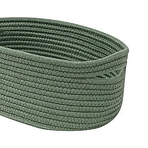 Kriitools Shelf Storage Baskets for Organizing|Decorative Basket for Closet Storage|Toy Baskets&Bins|Small Woven Rope Baskets-13x8.66x5.11’’,Durable&Stylish,Oval 3 Packs Green