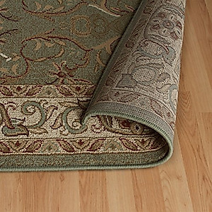 SUPERIOR Rochdale Classic Oriental-Style Indoor Area Rug with Jute Backing, 4' x 6', Green