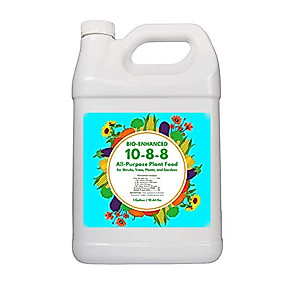 Nature’s Lawn & Garden - Bio-Enhanced 10-8-8 All Purpose Plant Food - Balanced Fertilizer w/Humic & Fulvic Acid, Kelp, Molasses - for Garden, Trees, Shrubs, Houseplants - Non-Toxic, Pet-Safe, 1 Gal