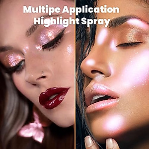 DAGEDA Body Glitter Spray, Pink Glitter Hairspray for Face,Hair and Body, Body Shimmer High Gloss Liquid Highlighter Makeup Moisturizing, Sparkle Glitter Body Glow for Rave Accessories 2.02 Fl.oz