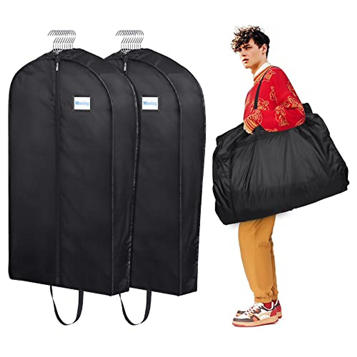 MISSLO 1 Pack 43" Garment Bag + 1 Pack 2 Clothing Rack