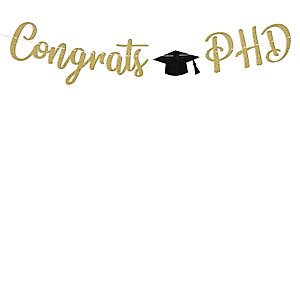 Congrats PHD Banner Gold Glitter, 2024 PHD Graduation Party Decorations, Congrats Doctor Banner, Congrats PHD Graduation Party Decorations