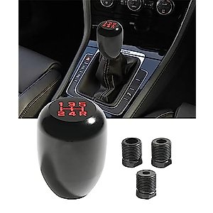 ESEWALAS Gear Shift Knob,5 Speed Manual Gearbox Shift Knob,Car Modification Manual Knob Gear Shift Head Shifter,M12x1.25 Screw On Aluminum,Manual Gear Shift Knobs Replacement Fit(Black)