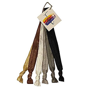 Solid No Crease Elastic Headband Hair Ties by THIS SEASON'S COLORS; 5/8" Wide, Soft Stretch, Adjustable: Sports Casual, Yoga (Classic Size, Neutral Colors: Sand, Brown, White, Gray, Charcoal & Black)