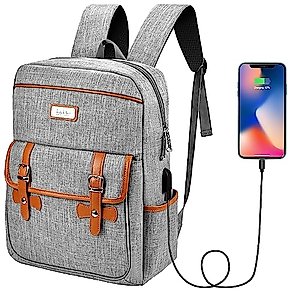Nicole Miller Travel Laptop Backpack-Business Anti Theft Vintage Backpack with USB Charging Port-Water Resistant Computer Bag