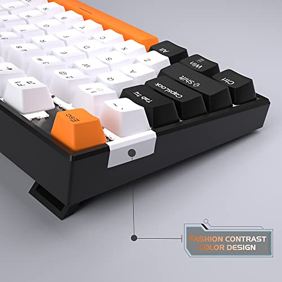 MageGee 75% Mechanical Gaming Keyboard with Yellow Switch, LED White Backlit Keyboard, 87 Keys Compact TKL Wired Computer Keyboard for Windows Laptop PC Gamer - White/Black
