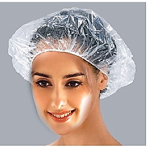 100 Pcs Disposable Plastic Shower Caps Clear Elastic Thick Bath Cap For Women Spa,Home Use,Hotel and Hair Salon