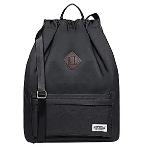 KAUKKO Drawstring Sports Backpack Gym Yoga Bag Shoulder Rucksack for Men and Women (3-BLACK)