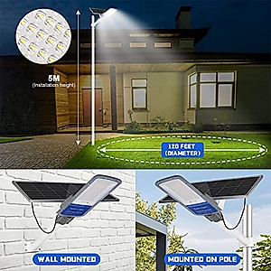 BLHKBAIKB Solar Street Light Outdoor,30000 Lumens Dusk to Dawn Solar LED Street Light with Remote Control 6500K Daylight White,IP67 Waterproof for Yard,Garden,Parking Lot