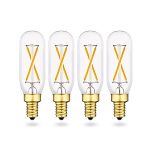 Vintage Dimmable T6 LED Bulb, 25W Equivalent/ 2 Watt, Antique E12 Edison Candelabra Light Bulbs, 2700K Soft Warm White T8/T25 Small Tubular Chandelier Lamp, 4 Pack