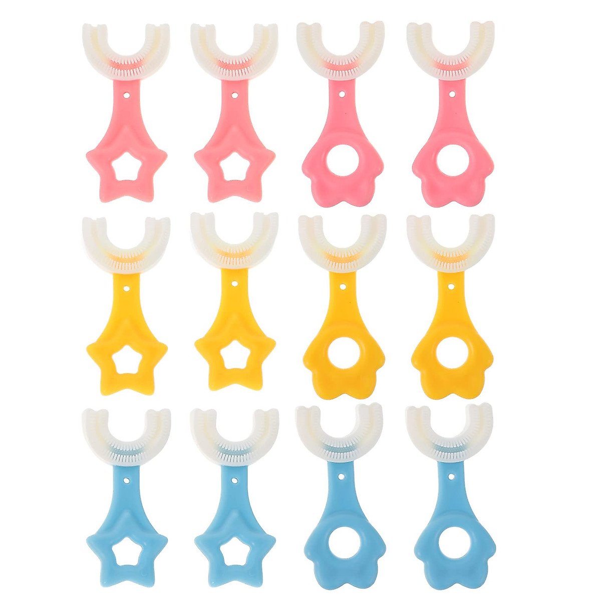 DOITOOL Silicone Toothbrush U Shape Toothbrush Manual Training Toothbrush Waterproof Soft Oral Cleaner for Child 12pcs