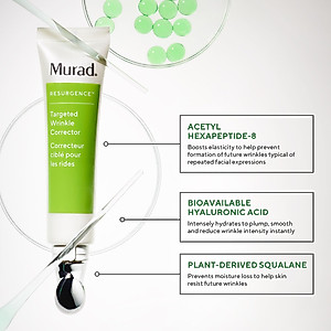 Murad Targeted Wrinkle Corrector - Resurgence Anti-Wrinkle Face Cream - Instant Filler Wrinkle Corrector - Gentle Anti-Aging Hydrating Hyaluronic Acid Treatment Backed by Science, 0.5 Oz