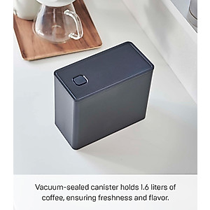 Yamazaki Home Airtight Canister, Vacuum Sealed Ground Coffee Storage Container | Polypropylene, One Size, Black