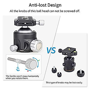 Low Profile Tripod Ball Head-INNOREL N52,Panoramic CNC Metal Camera Tripod Ball Head with Two 1/4" Screw Arca Swiss Quick Release Plates for Tripod,Monopod,DSLR,Camcorder,Max Load 66lbs/30kg