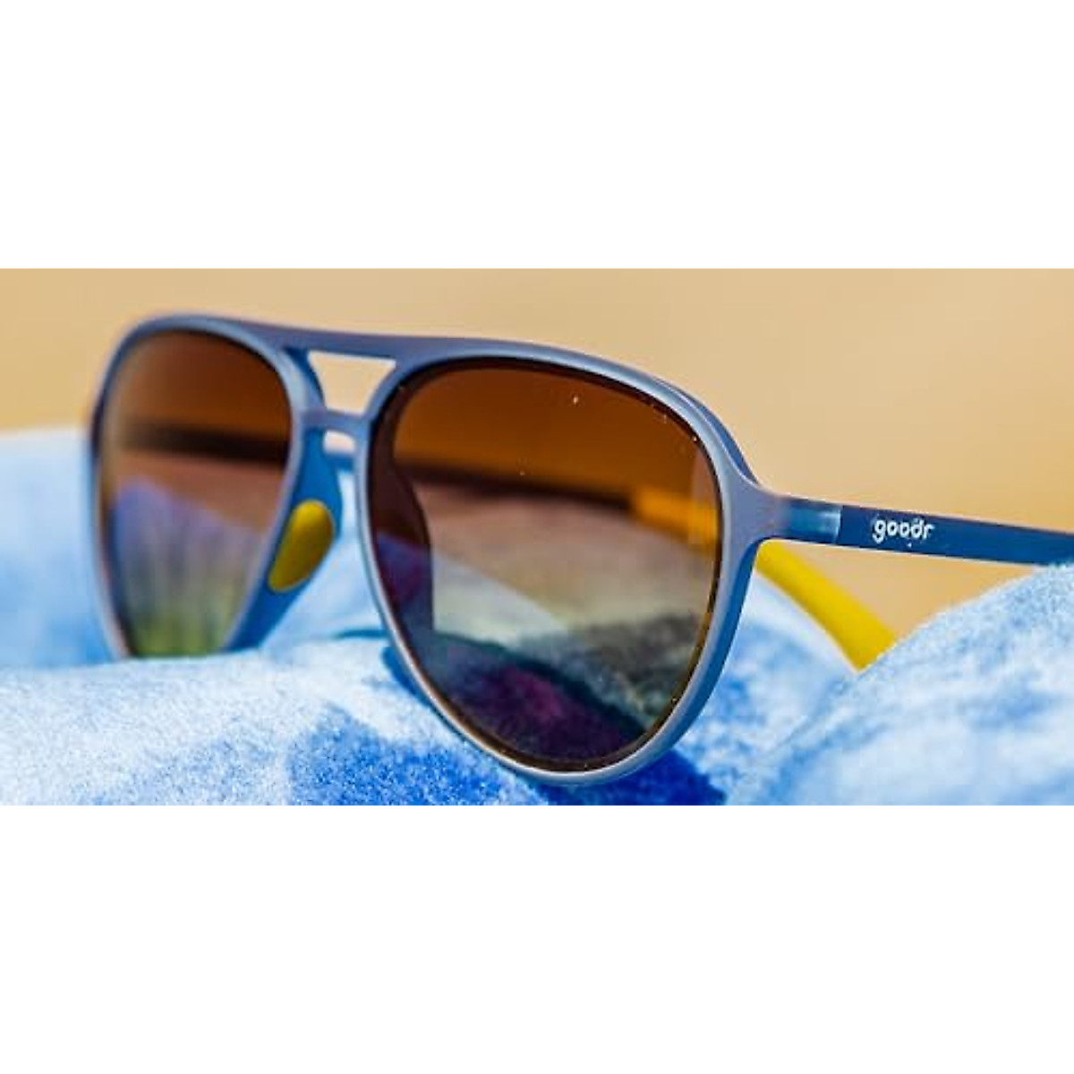 Goodr Frequent Skymall Shoppers Blue Aviator Running Sunglasses, Glare Reducing Blue Polarized Gradient Lenses, UV400 Protection Block, Frame Constructed to Eliminate Slip & Bounce, Large