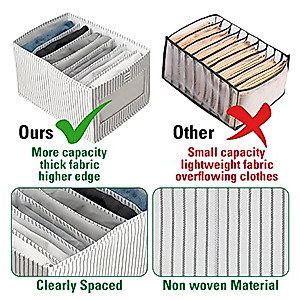 Lallamotion 2PCS Drawer Organizers for Clothing, 7 Grids Wardrobe Clothes Organizer, Clothes Drawer Organizer, Drawer Organizer Clothes, Jeans, Sweater, T-Shirts