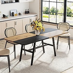 Tribesigns 70.86 inch Dining Table for 6 to 8 People, Industrial Rectangular Kitchen Table with Strong Metal Legs, Large Long Wood Dining Room Table for Living Room, Brown and Black