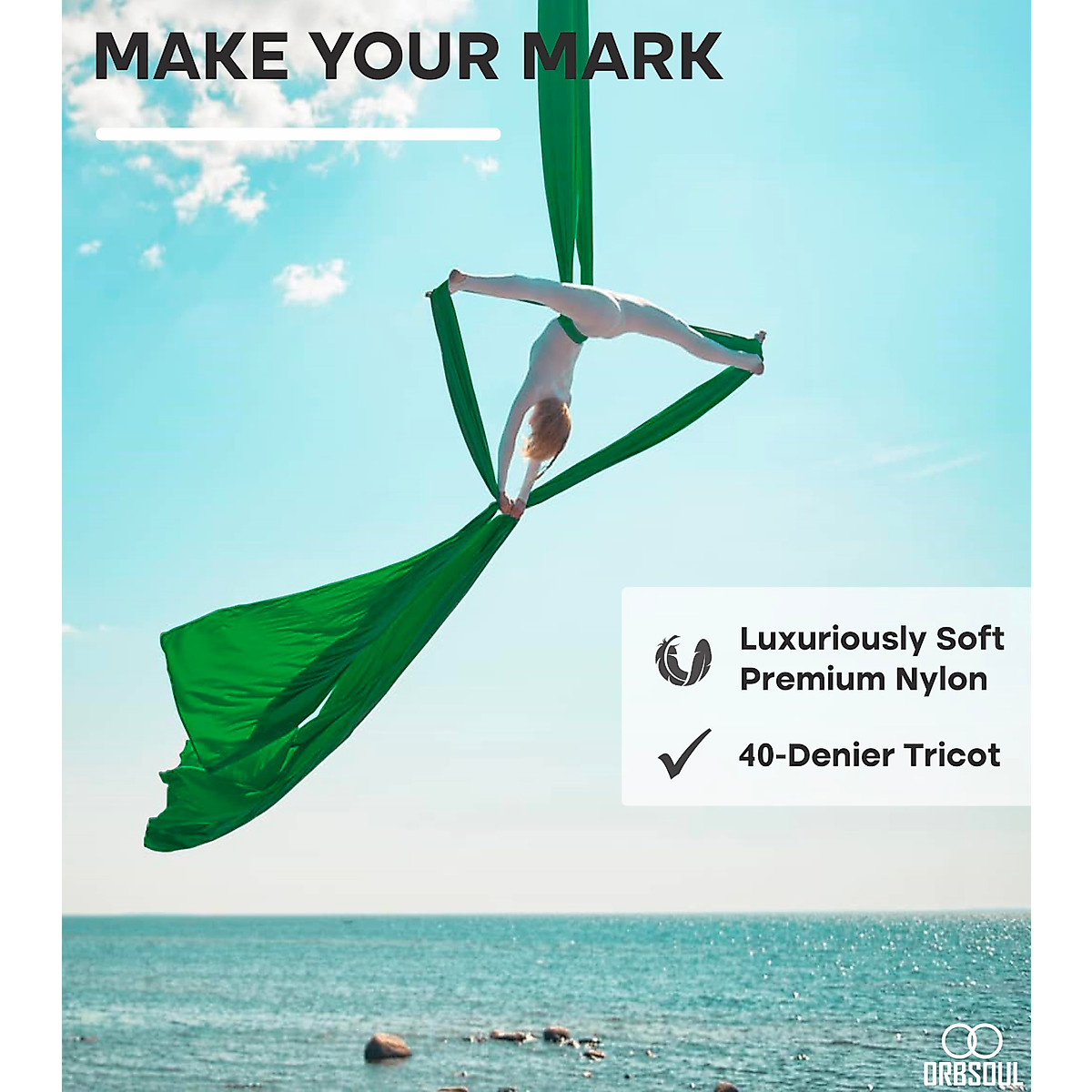 Aurora PRO Aerial Silks + Yoga Hammock (Full Rigging Hardware) Safety CE Certified - 100% Premium Nylon in 40 Denier