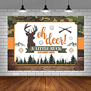 ABLIN 7x5ft Oh Deer Baby Shower Backdrop A Little Buck is Almost Here Baby Shower Party Decorations Mountain Jungle Photography Background Photo Booth Props Banner Vinyl
